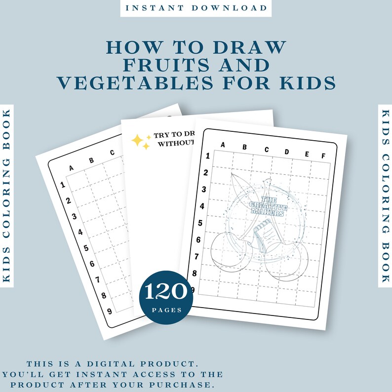 How to Draw Fruits and Vegetables for Kids | Kids Coloring Book | 120 ...