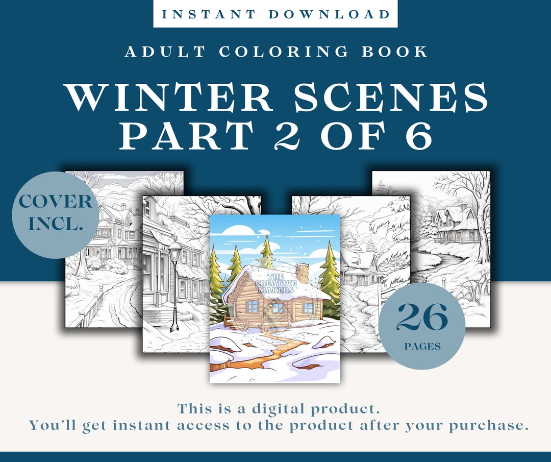 Winter Scenes Adult Coloring Book | Part 2 of 6 | 26 Coloring Pages ...