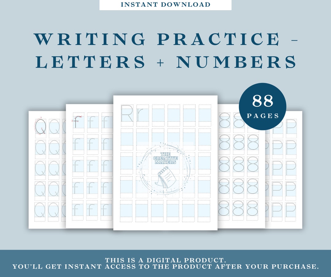 Writing Practice - Uppercase & Lowercase Letters + Numbers for Kids ...