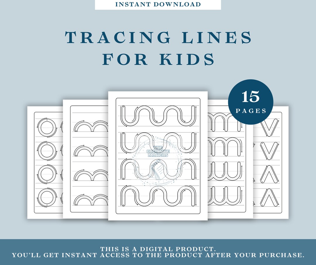 Tracing Lines for Kids | 15 Pages | Instant Download | Back to School ...