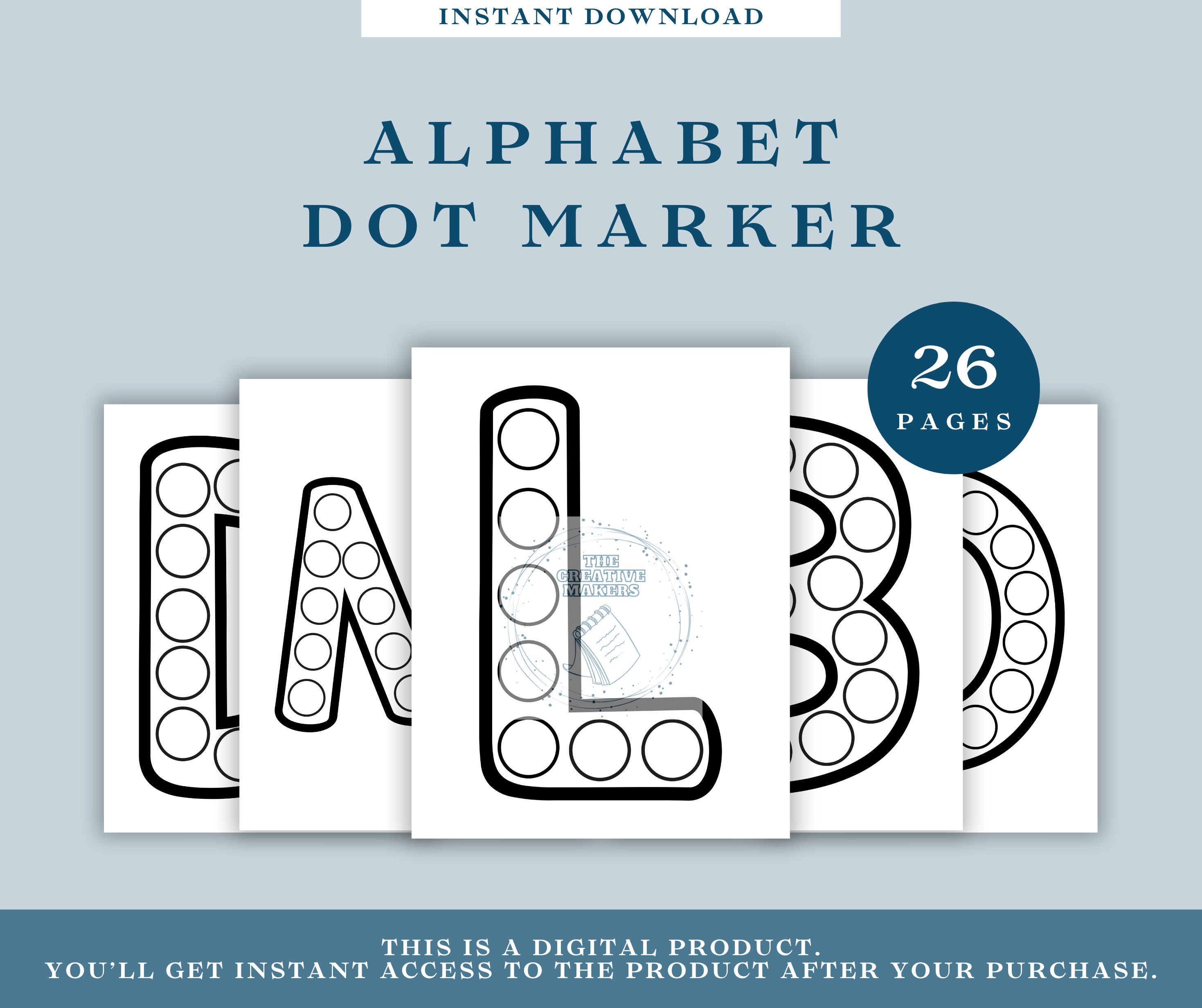 Alphabet Dot Marker Kids Coloring Book | 26 Coloring Pages | Instant ...