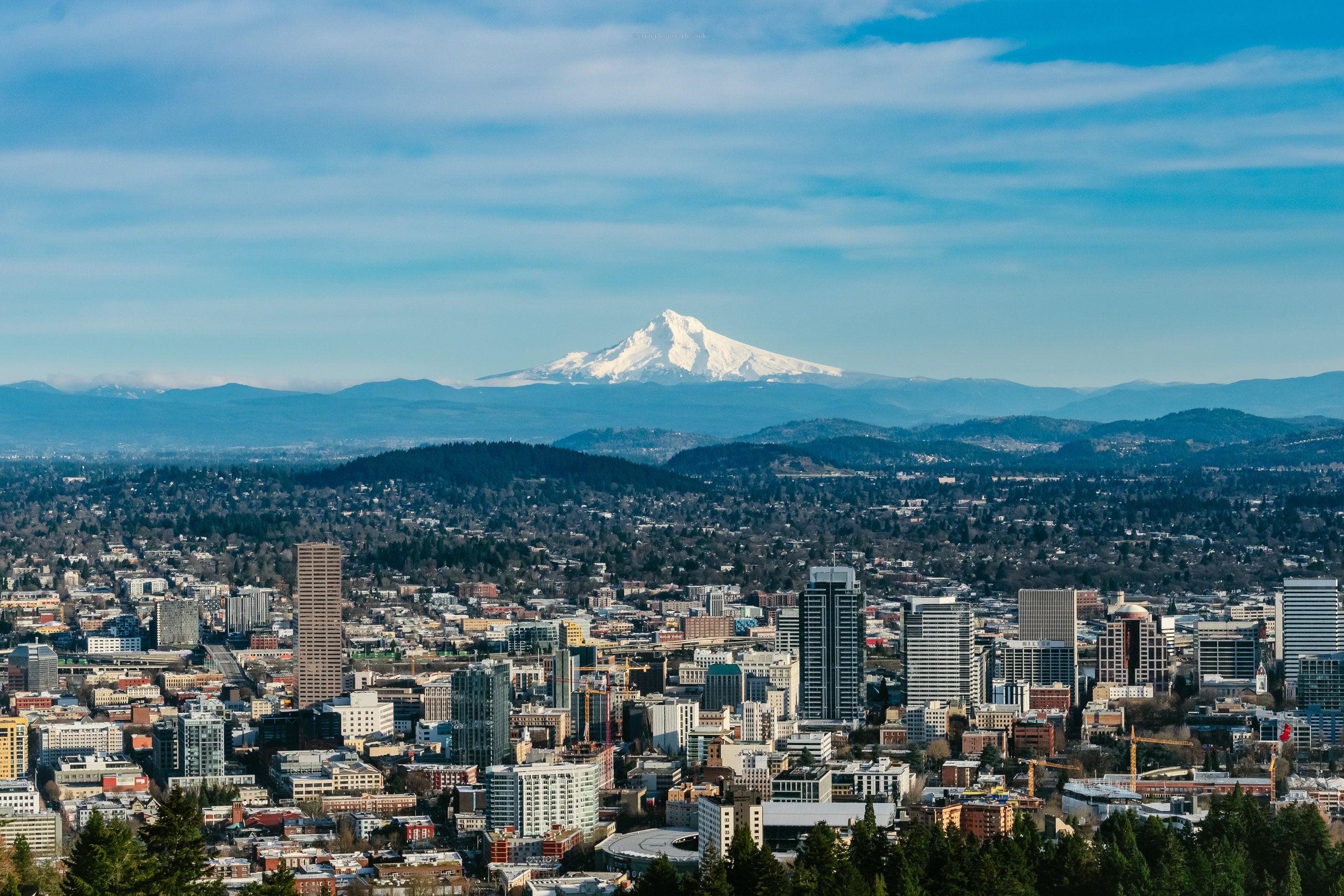Winter Morning Glory: Portland, Oregon Cityscape With Mount Hood Fine ...