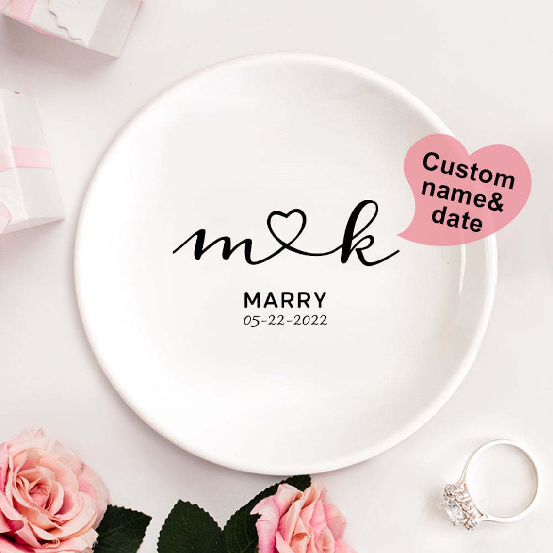 Personalized Engagement Ring Dish Custom Wedding Ring Dish Ceramic ...