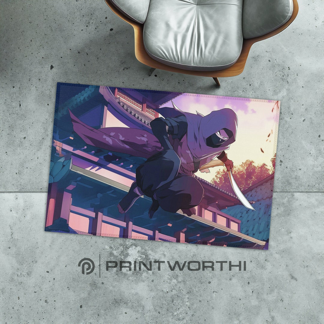 Ninja Assassin Anime Rug Maximalist Graffiti Floor Art - Etsy
