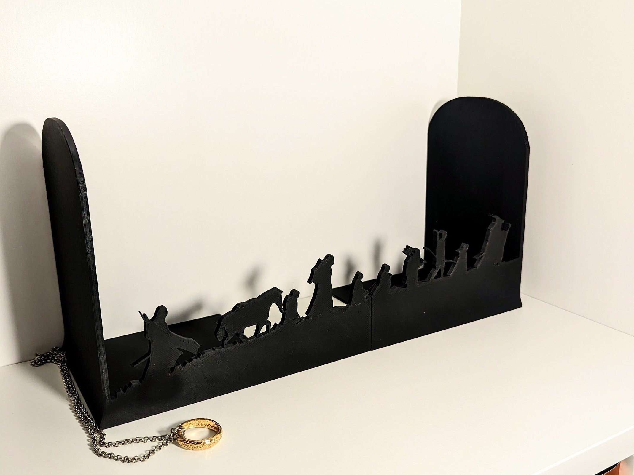 Bookends Lord of the Rings Fellowship Silhouette LOTR Bookshelf Decor ...