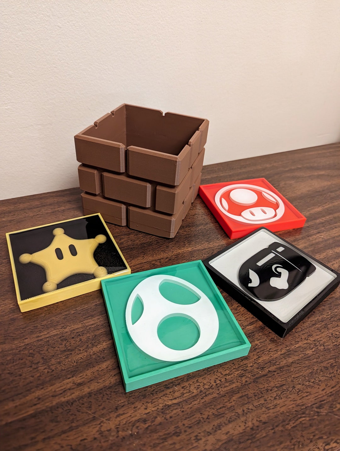 Mario Coaster Set Set of 4 Super Mario Themed Epoxy Resin Drink ...