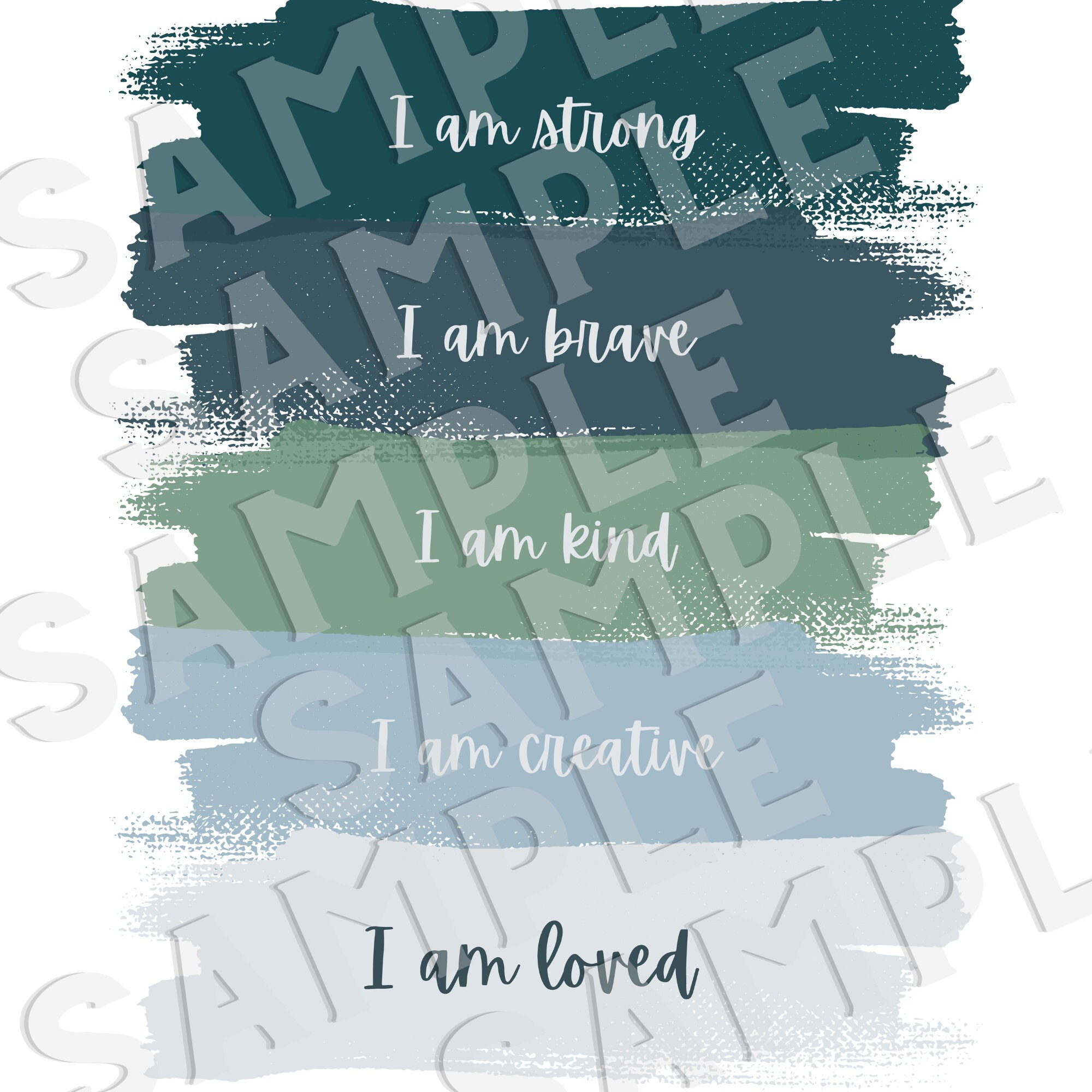Affirmation Wall Art Blue Printable Inspirational Home Decor Instant ...