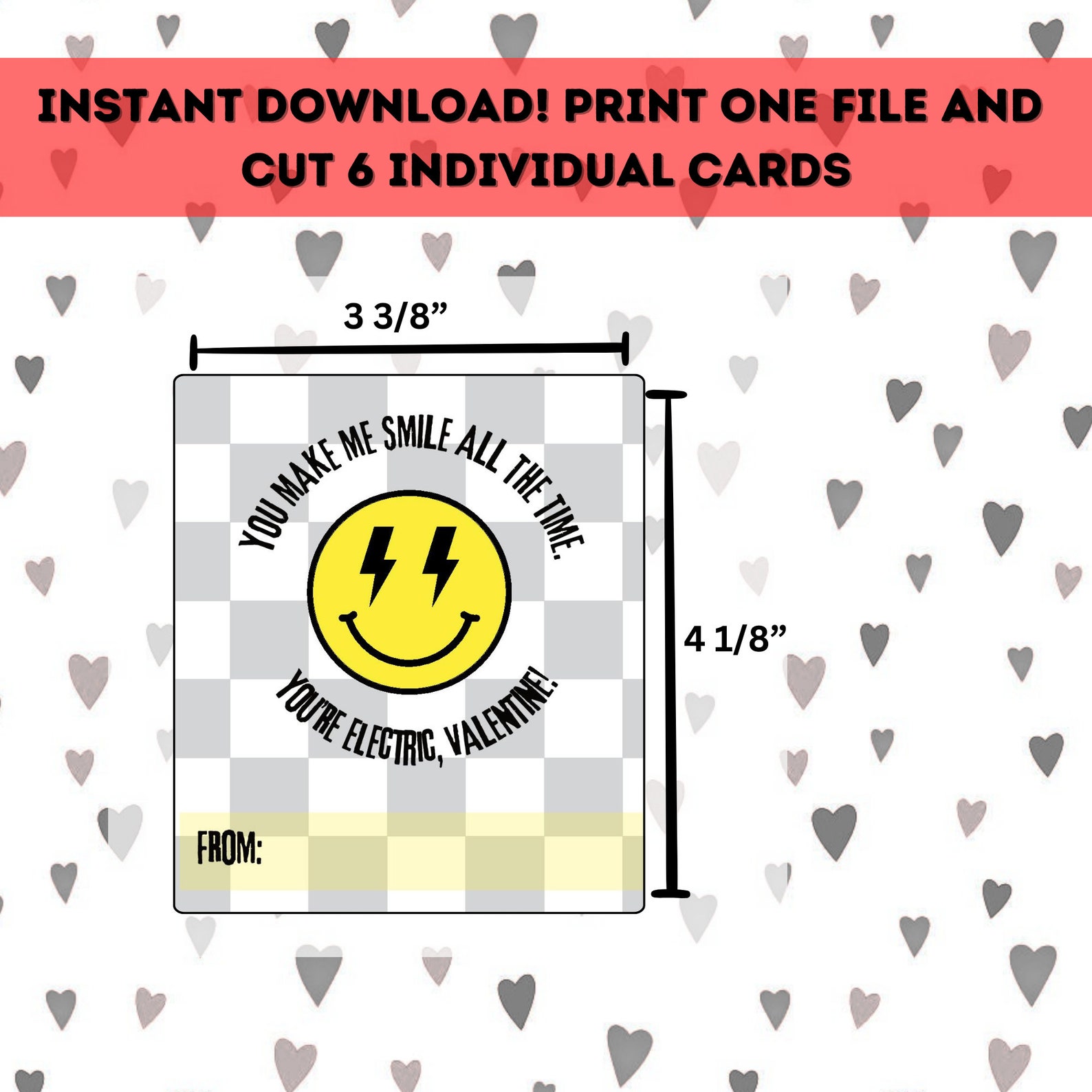 Rock and Roll Smiley Face Classroom Valentine’s Day Cards - PRINTABLE ...
