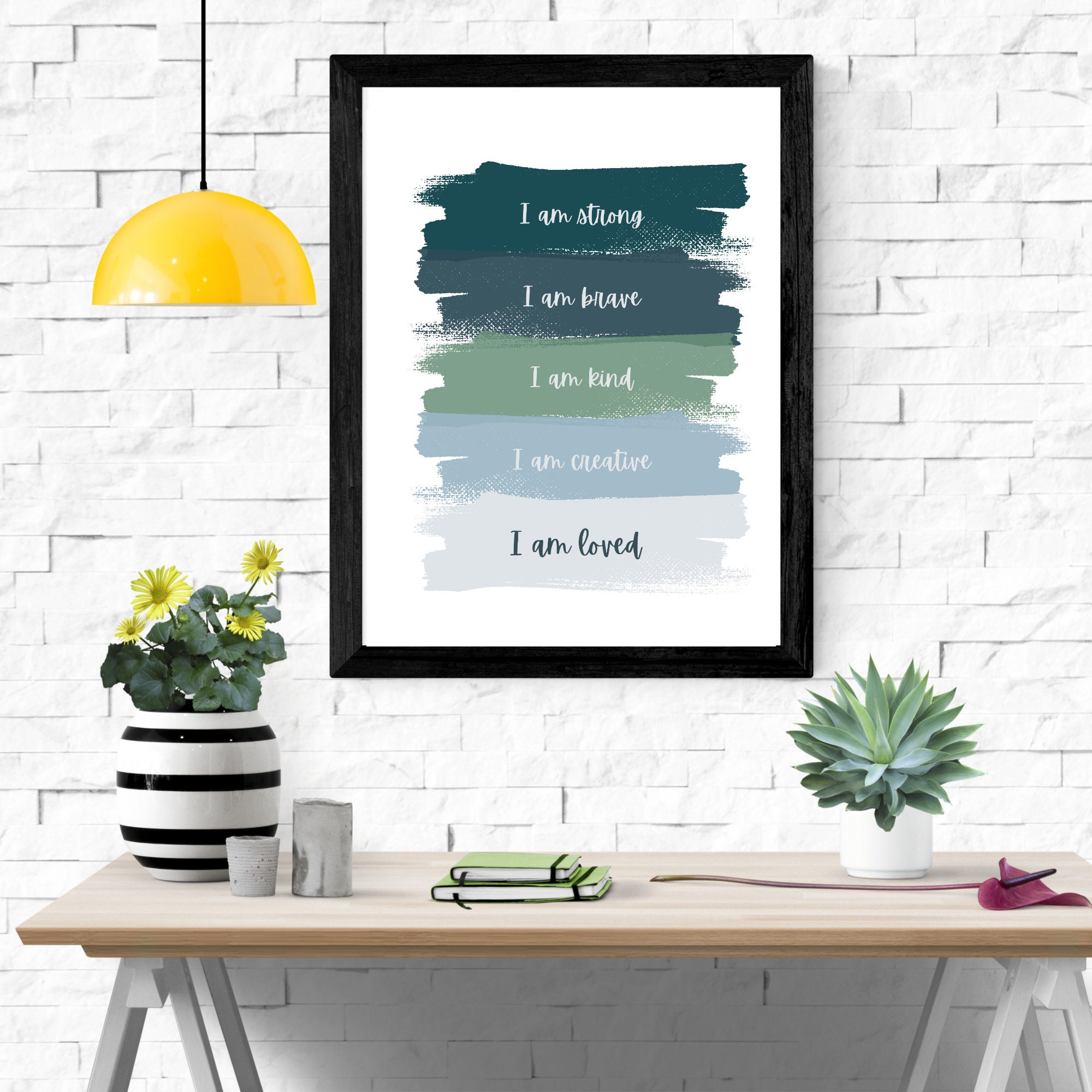 Affirmation Wall Art - Blue Printable Inspirational Home Decor ...