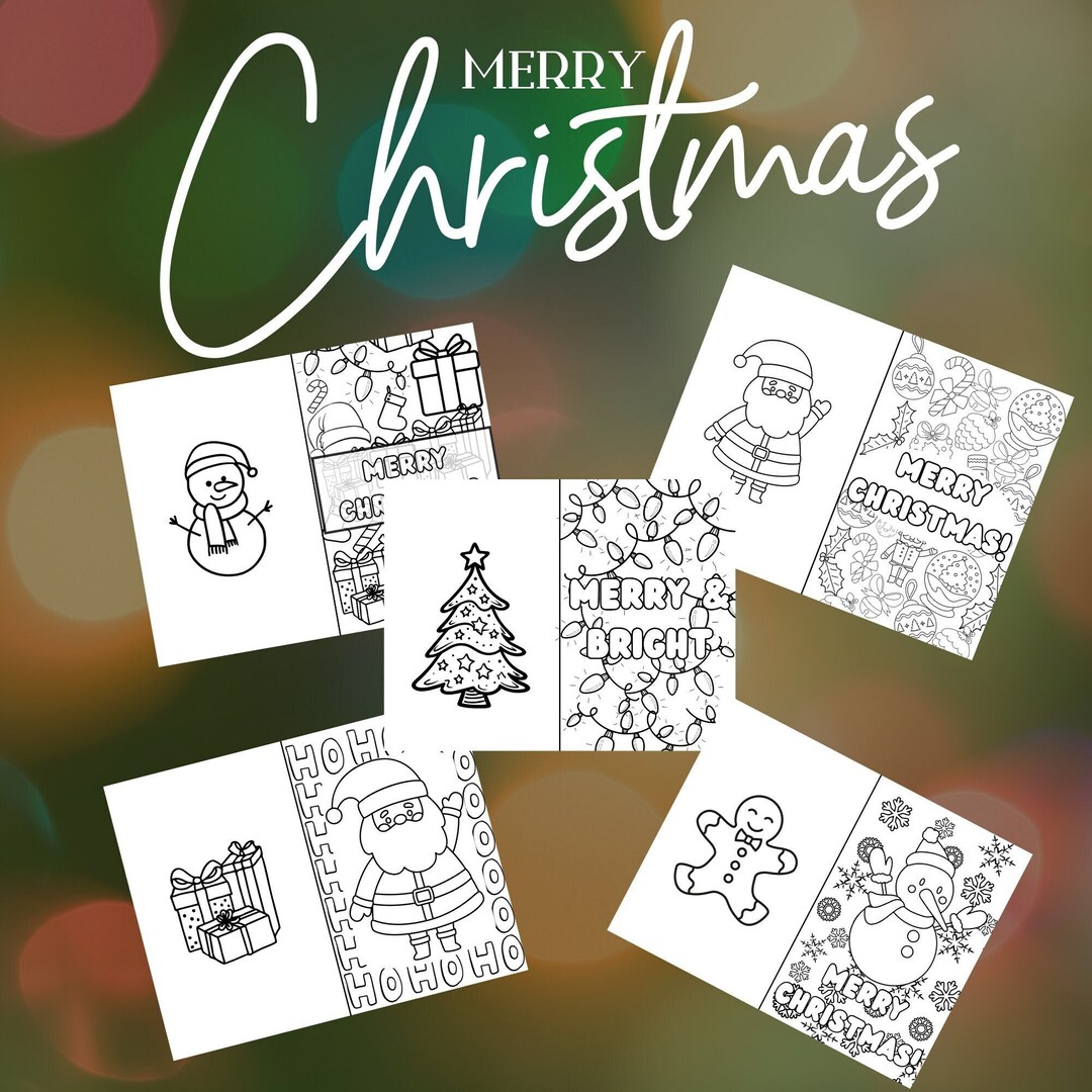 Christmas Coloring Cards - 5 Pack - INSTANT DOWNLOAD - Etsy
