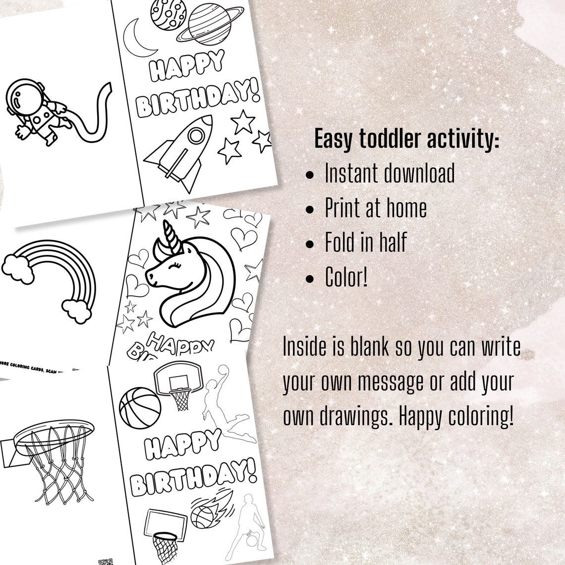 Birthday Coloring Cards for Kids- INSTANT DOWNLOAD BUNDLE - Etsy