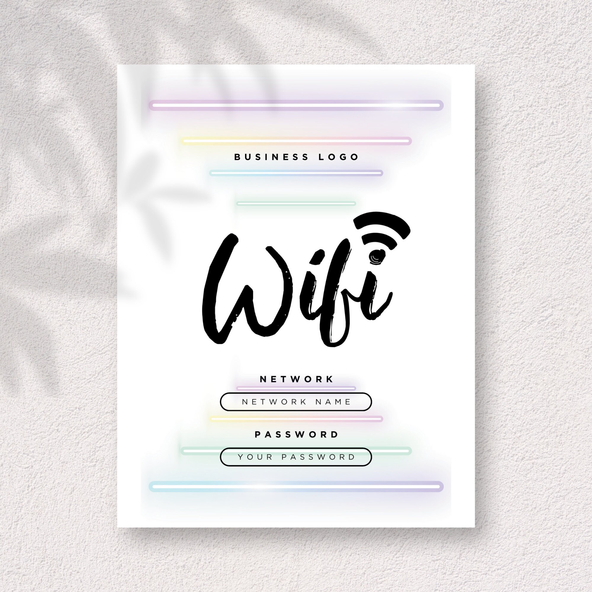 Customizable Printable Wifi Sign - Edit in Canva - Print at Home - Etsy
