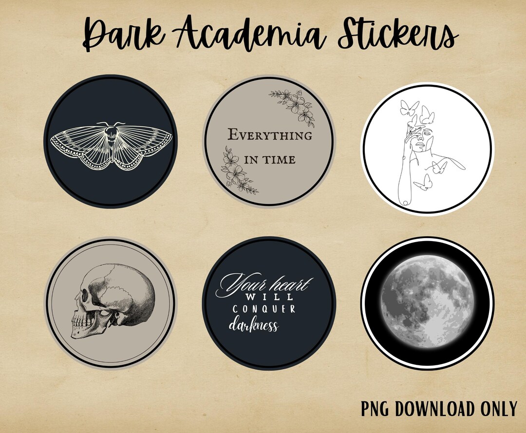 Dark Academia Printable Stickers Png, Inspirational Sticker Png, Print ...