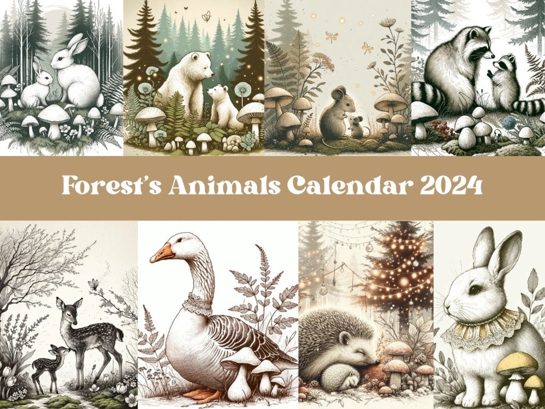 Children's Calendar, Kids Room Calendar Printable, Forest Animals ...