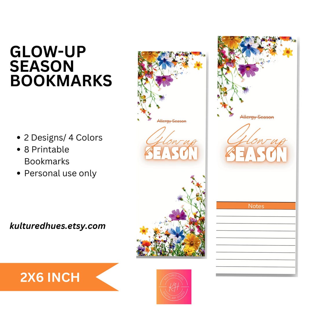Glow-up Season Printable Bookmarks | 2x6 Inch Designs |cute & Colorful ...
