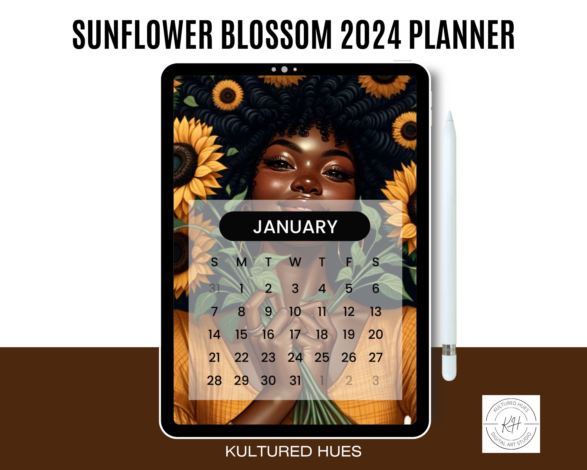 Sunflower 2024 Planner 2024 Digital Planner 2024 Printable Planner ...