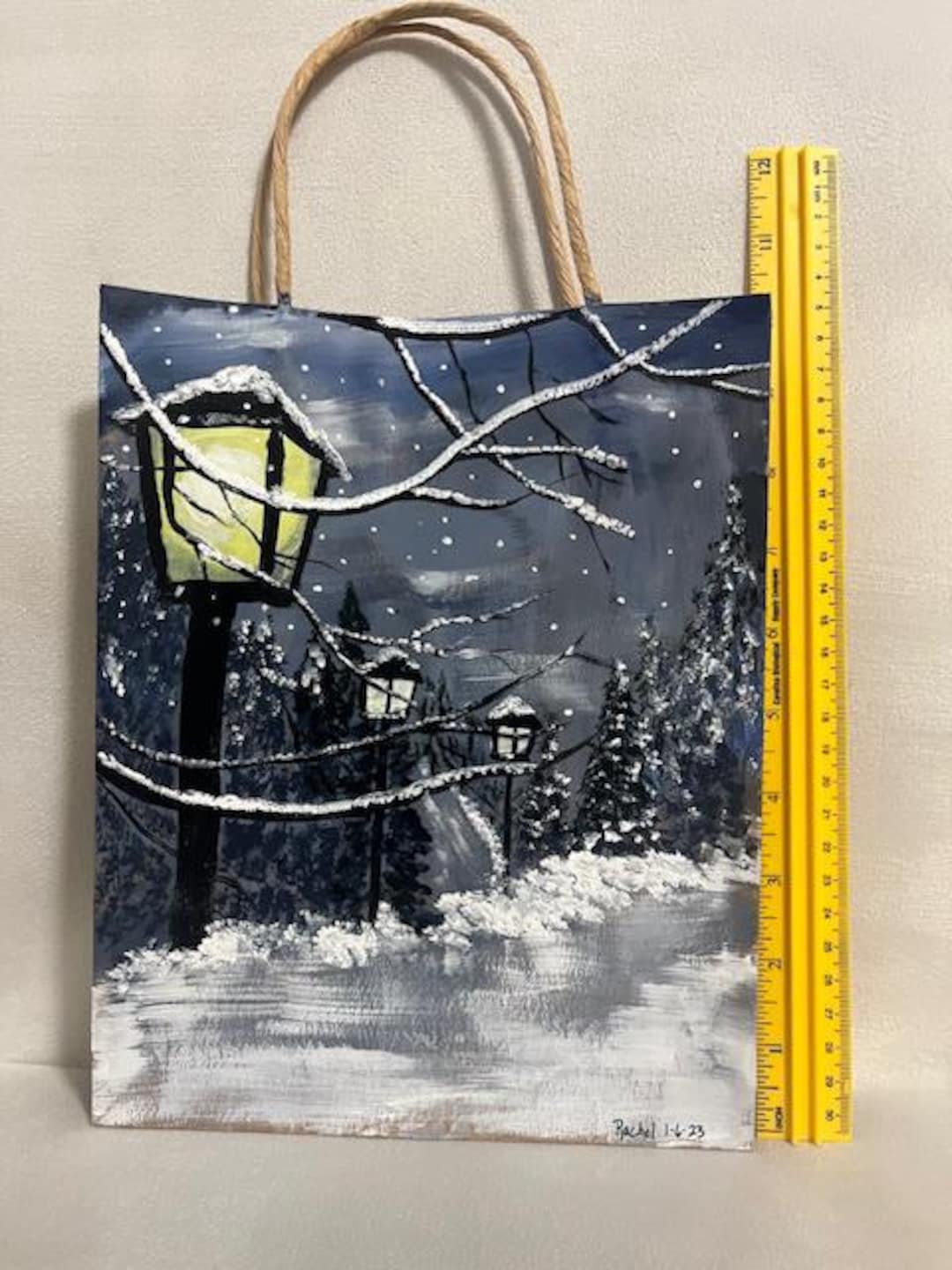 Hand-painted Gift Bag Winter Scene - Etsy