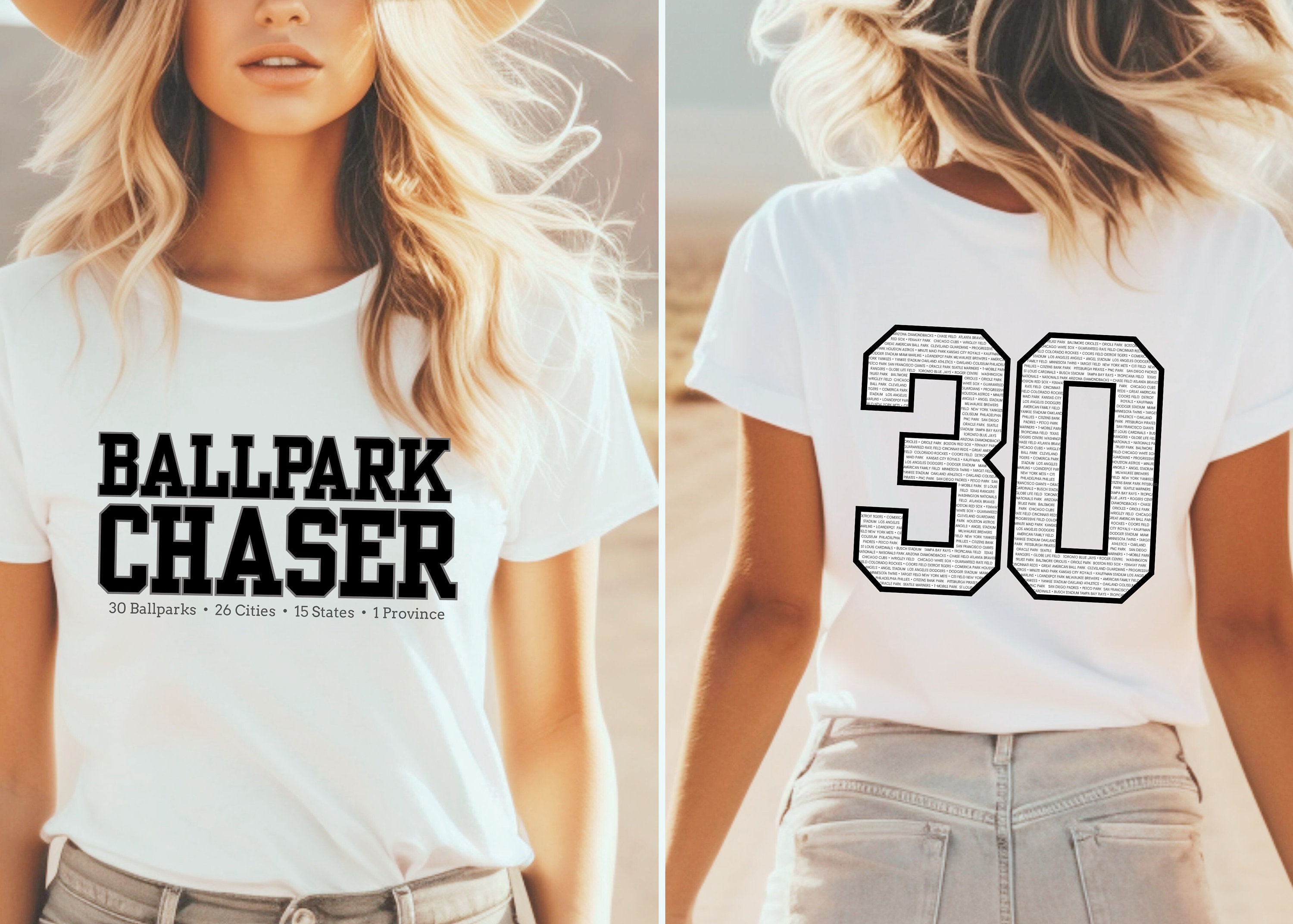 Vibrant Wander Tees 30 Ballpark List Grey Ballpark Chaser Baseball ...