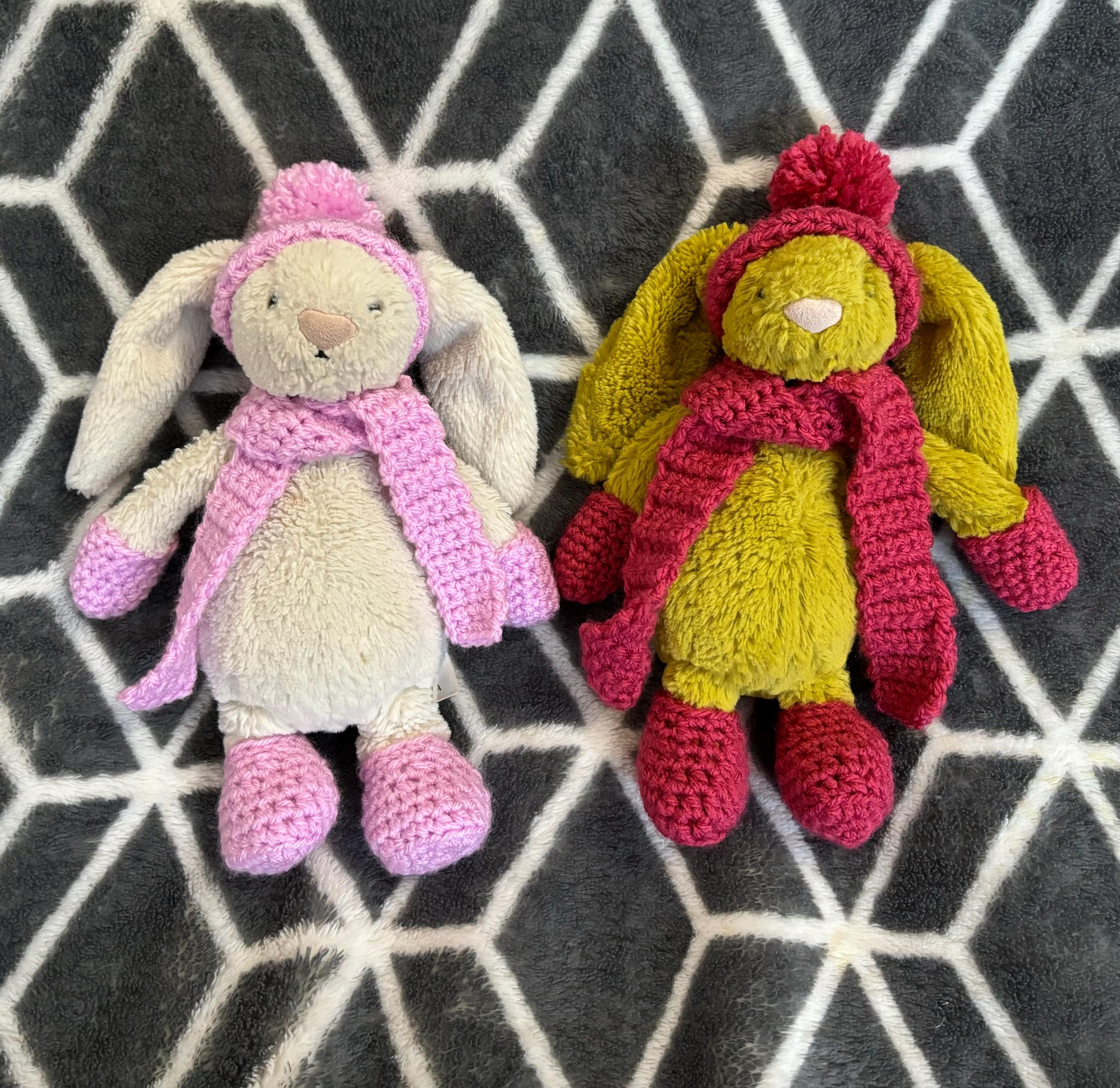 Jellycat Small Bunny Crochet Pattern Bobble Hat, Scarf, Mittens ...