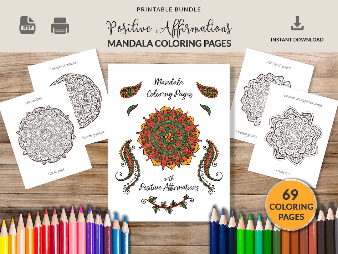 Printable Mandala Coloring Pages With Powerful Positive Affirmations ...