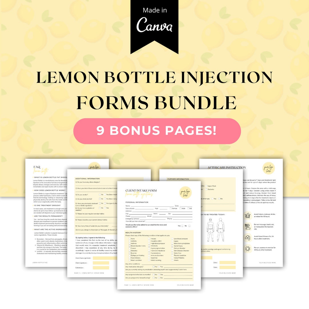 Lemon Bottle Fat Dissolve Consultation Intake Form Canva, Consent ...