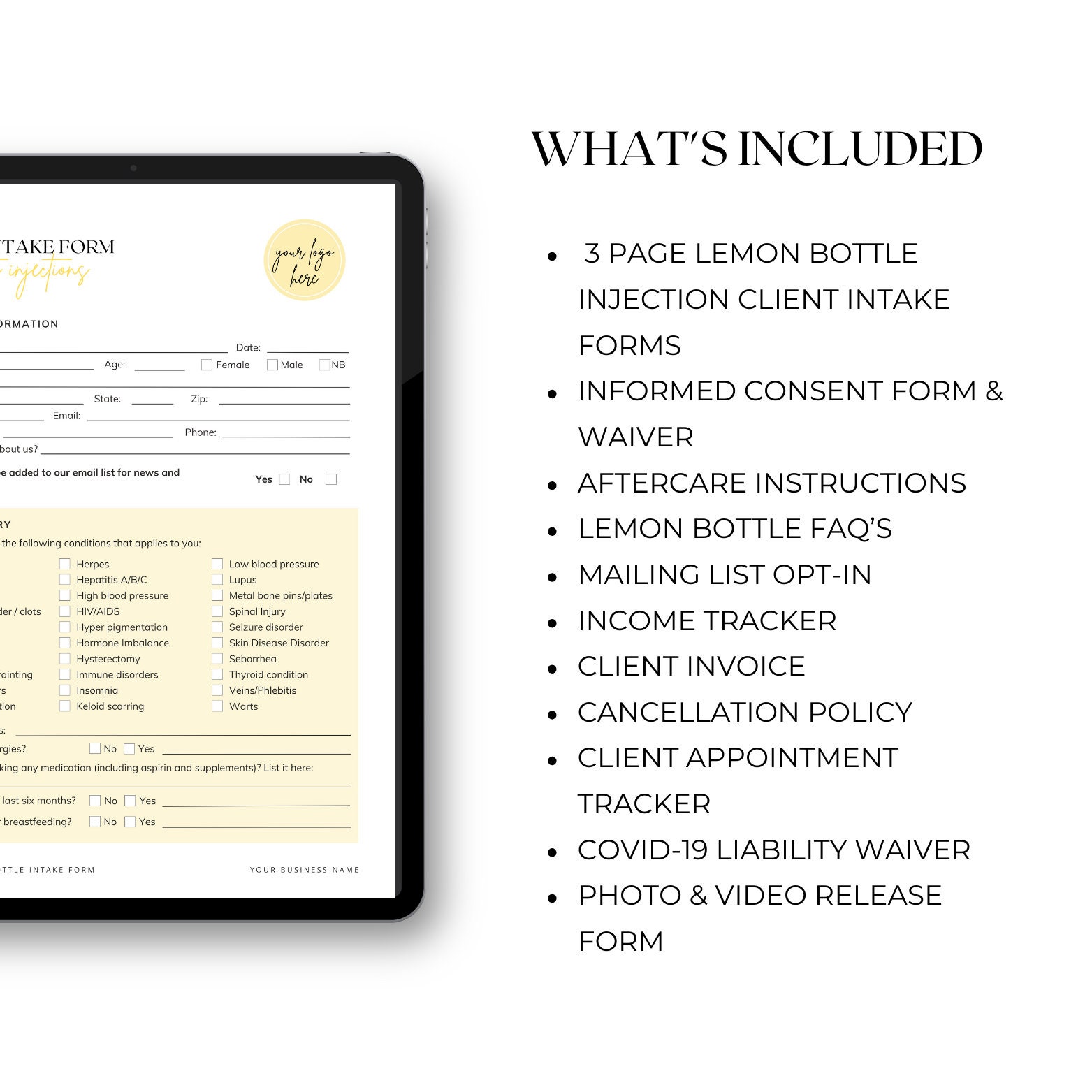 Lemon Bottle Fat Dissolve Consultation Intake Form Canva, Consent ...