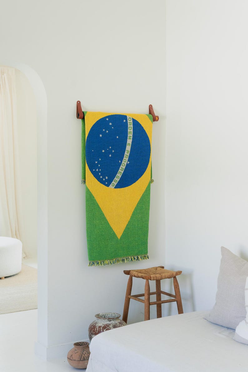 Brazilian Flag Woven Throw Blanket: Lightweight Cotton Blend (70x50 ...