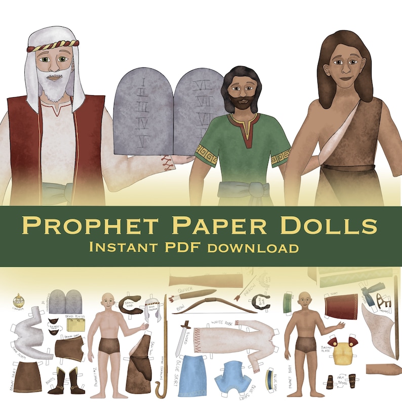 Scripture Paper Dolls - Prophets From the Bible and Book of Mormon - Etsy