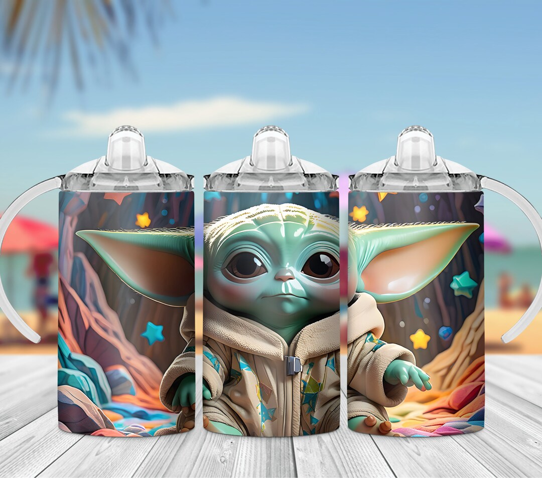 Baby Yoda 12oz Kids Flip Top Sippy Cup Tumbler Wrap, 12oz Straight ...