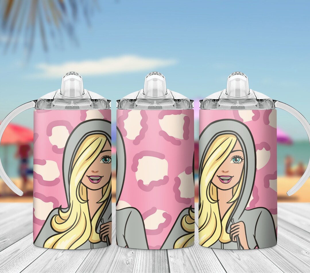 Barbie 12oz Kids Flip Top Sippy Cup Tumbler Wrap, 12oz Straight Tumbler ...