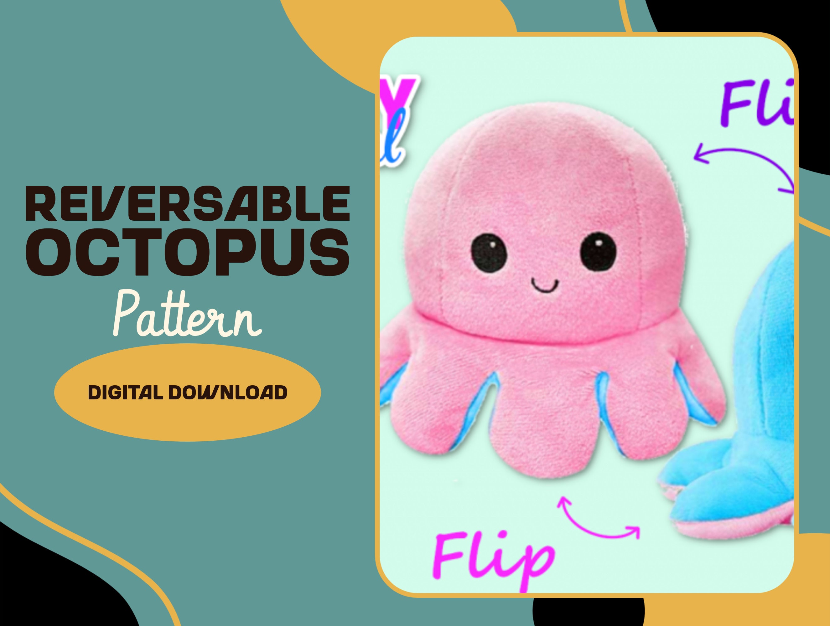 Reversable Octopus Pattern Toy Sewing Pattern Cute Octopus Pattern Sew ...