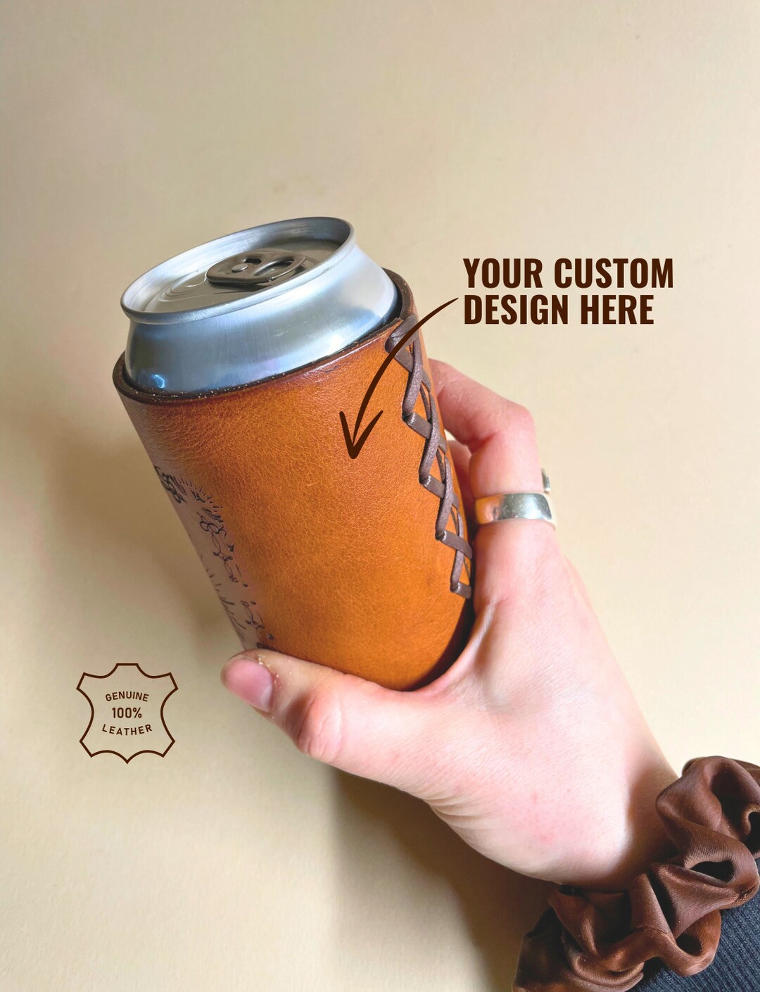 Custom Leather Beer Cozie Beer Koozie Leather Wrap Personalized Gift ...