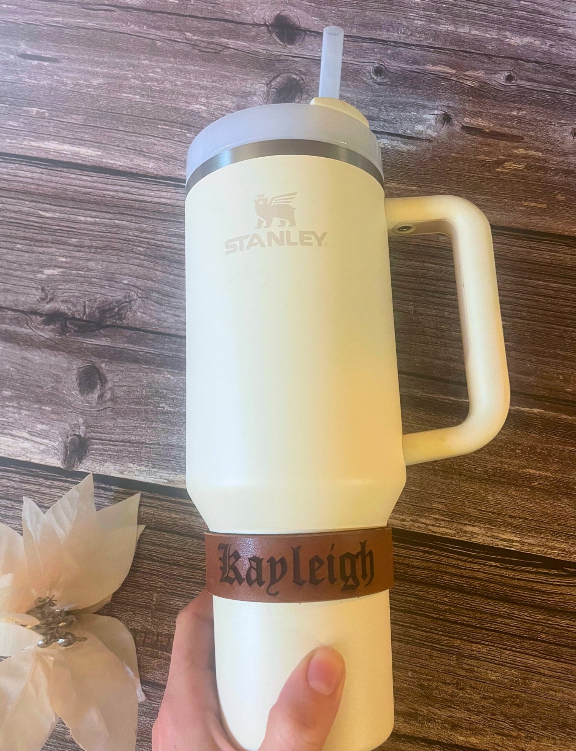 Personalized Stanley Tumbler Stanley Cup Leather Sleeve Name Tag ...