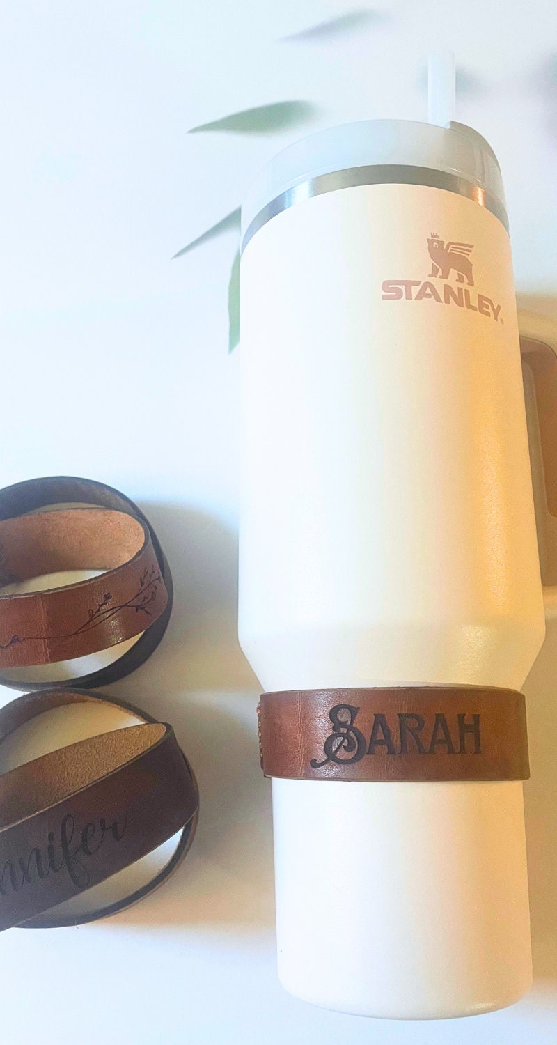 Personalized Stanley Tumbler Stanley Cup Leather Sleeve Name Tag ...