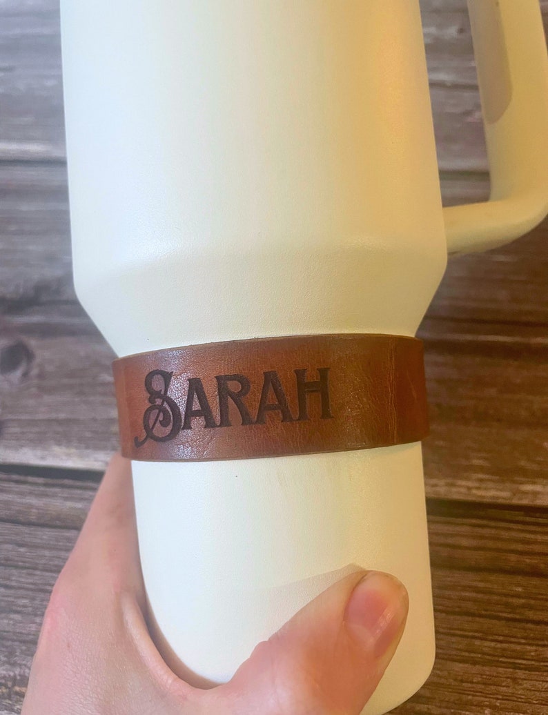 Personalized Stanley Tumbler Stanley Cup Leather Sleeve Name Tag ...