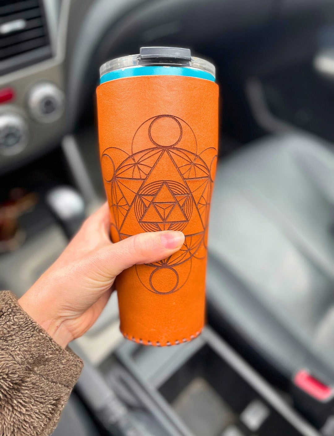 Patterned Leather Iron Flask Sleeve: 24 Oz Tumbler Cozie - Etsy