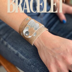 Cowhide Bracelet Cowhide Cuff Leather Skin on Cuff Bracelet Western ...