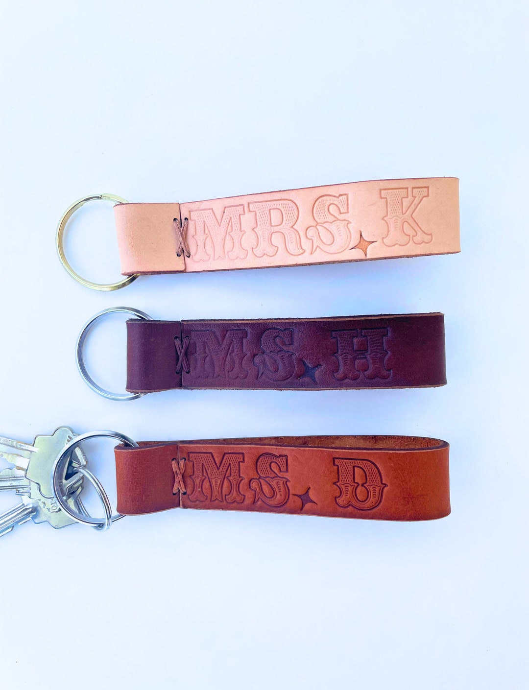 Personalized Leather Teacher Keychain: Western Style Mentor Gift - Etsy