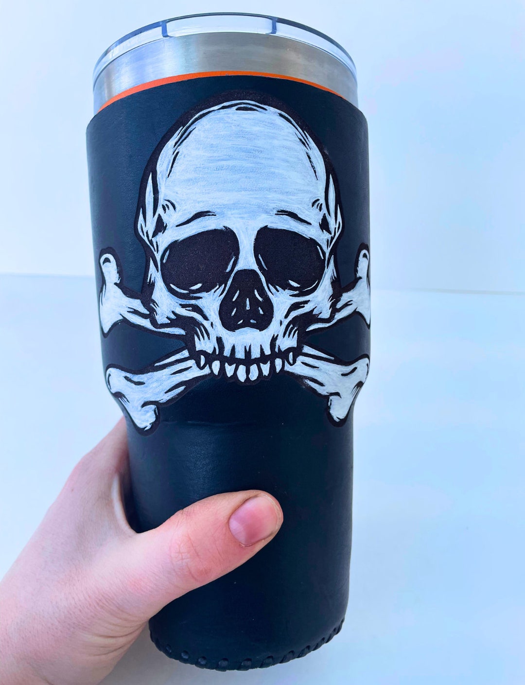 Yeti Boot Leather Tumbler Cozie Custom Leather Gift for Him Travel Mug ...