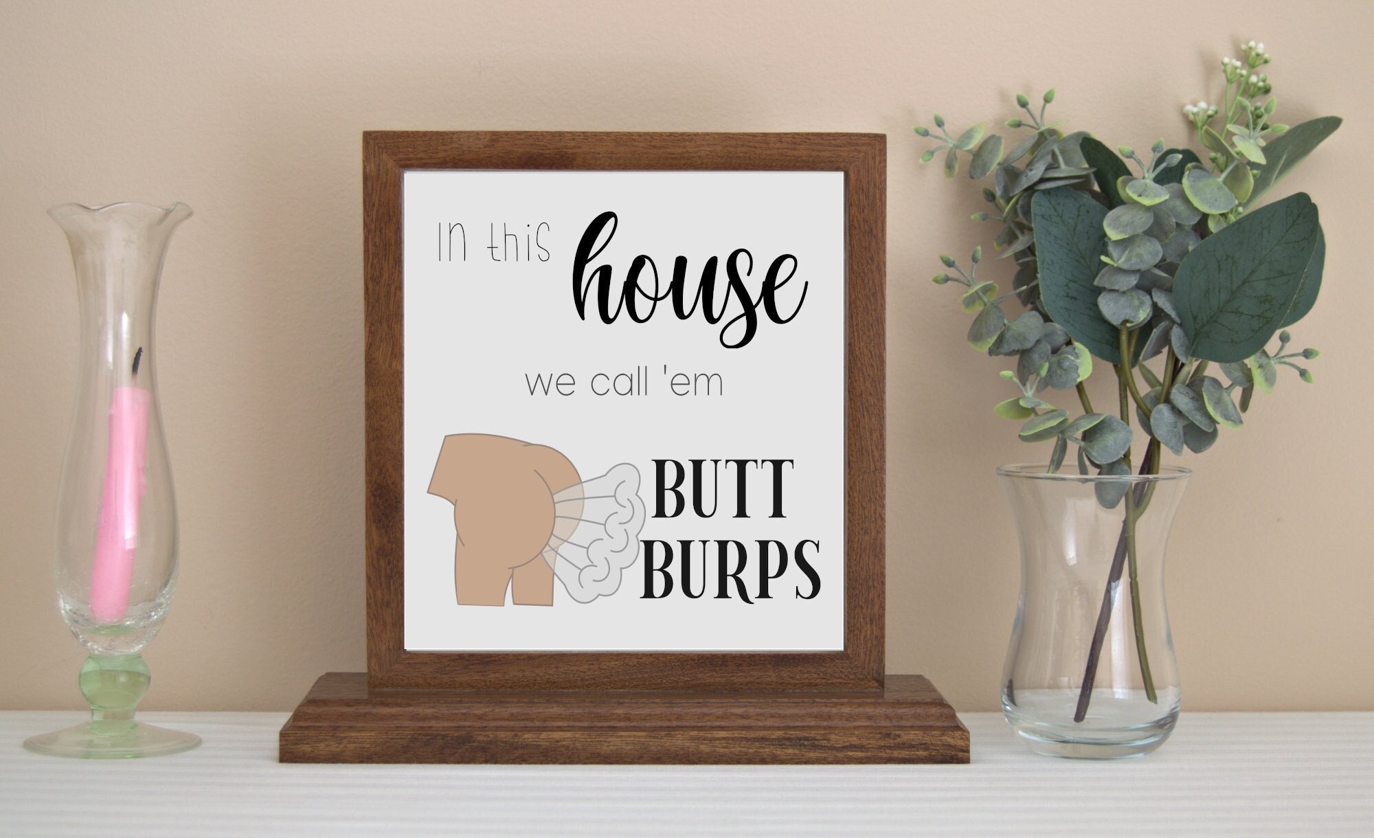 Butt Burp Funny Fart Sign Bathroom Humor Restroom Decor Do It Yourself ...