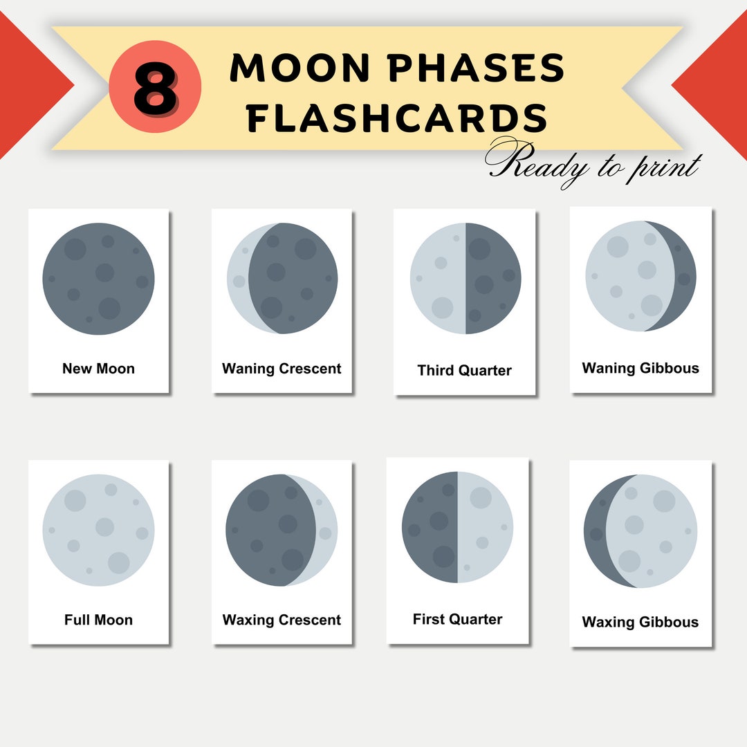 Moon Phases Flash Cards Phases of the Moon Toddler Flash Cards ...