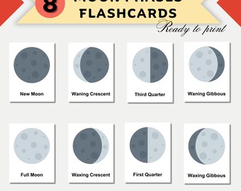 Phases of the Moon Cards Homeschool Printable Learning Cards ...