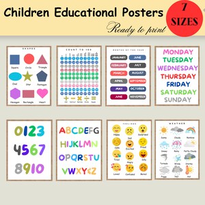 8 Children Educational Posters Homeschool Educational Prints Montessori ...