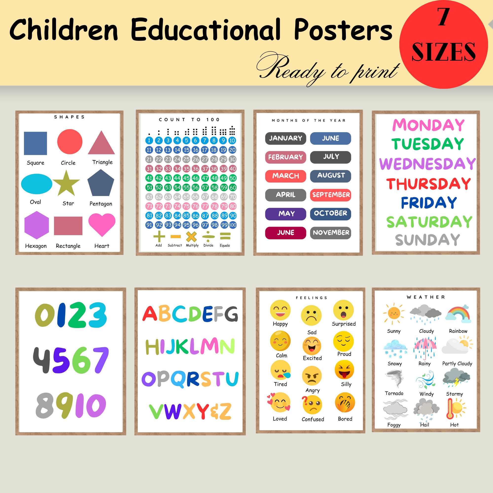 8 Children Educational Posters Homeschool Educational Prints Montessori ...