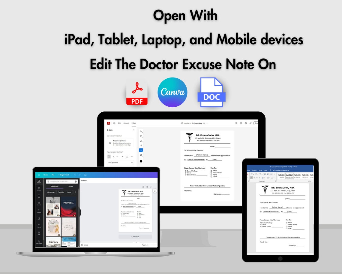Fillable Doctors Note Doctor Excuse Note Fake Doctors Note Doctors ...