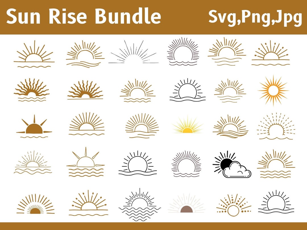 Sunrise SVG, Sun Svg for Cricut, Sunrise Clipart, Sunrise Cut File, Sun ...