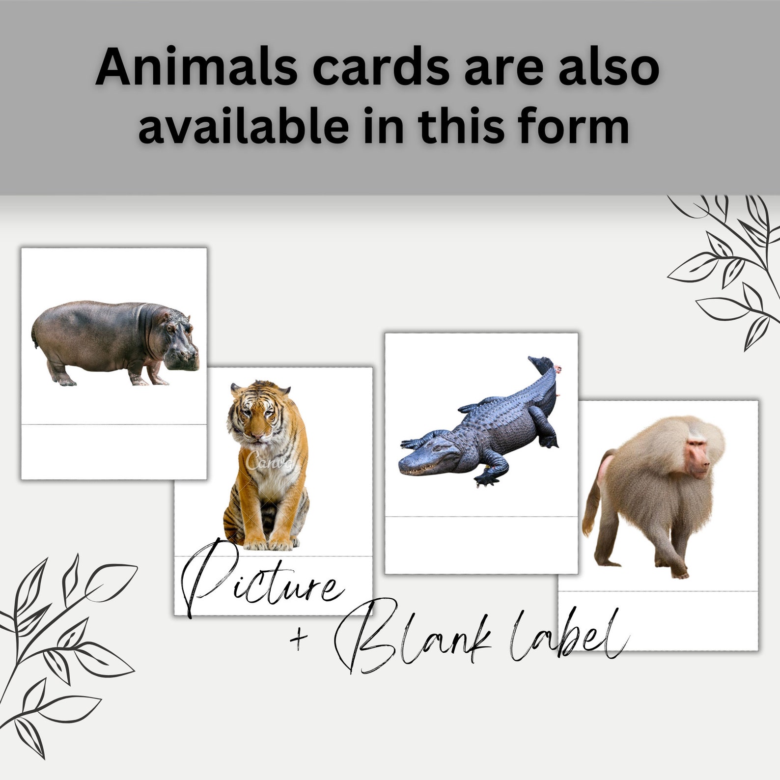 100 Animal Flash Cards Printable Montessori Cards Pre-school Cards Farm ...