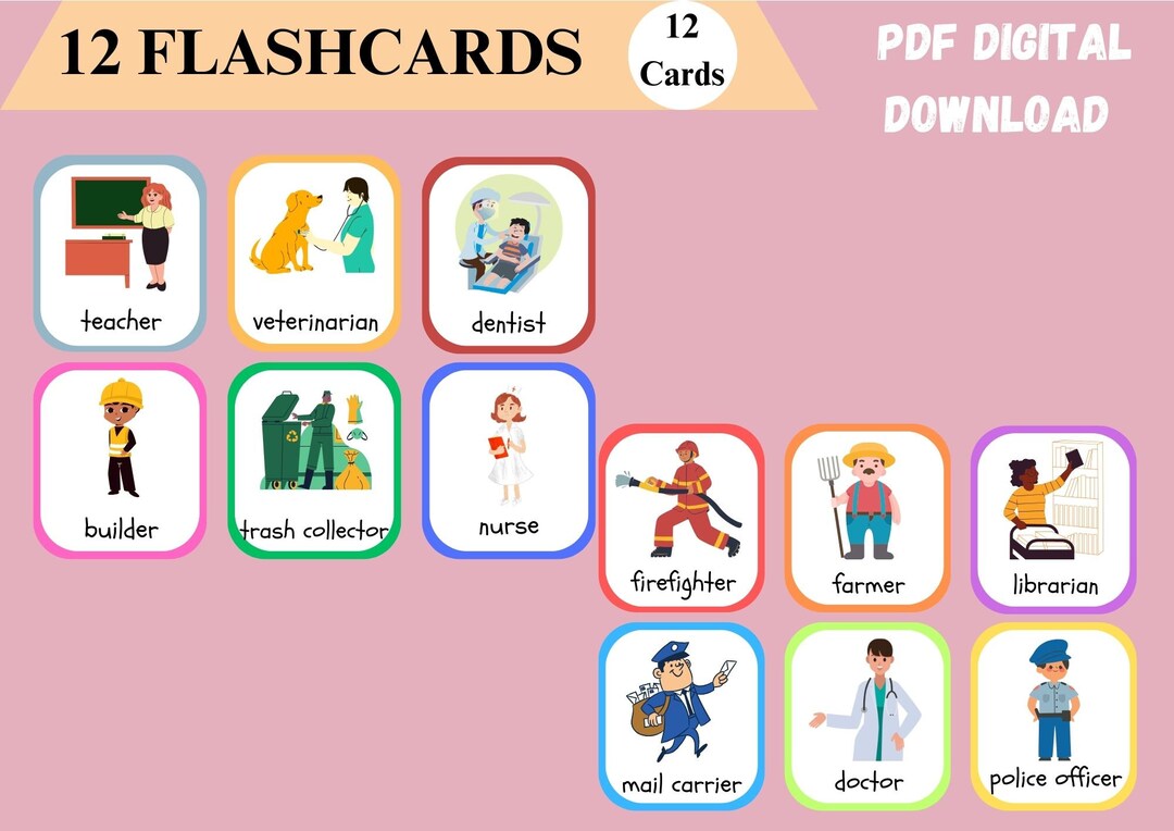 Professions Flash Cards, Community Workers Cards, Preschool Flashcards ...