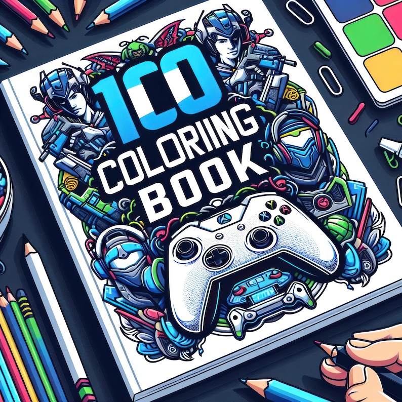 100 Gaming Pages Digital Coloring Book PDF, Perfect Gift, Fun Activity ...