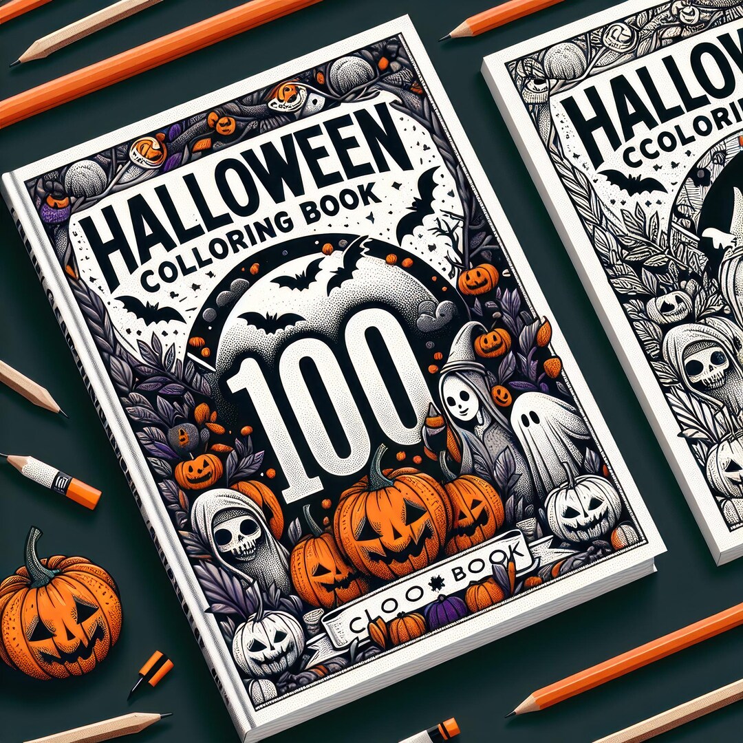 100 Pages Halloween Coloring Book PDF for Kids and Adults Fun Activity ...
